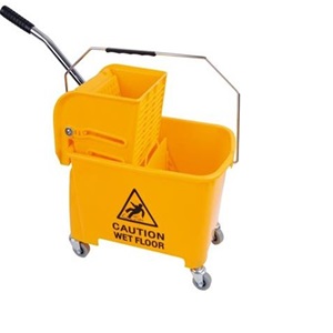 Flat Mop Combo Mopping Unit Yellow - with Castors | Buckets & Wet Floor ...